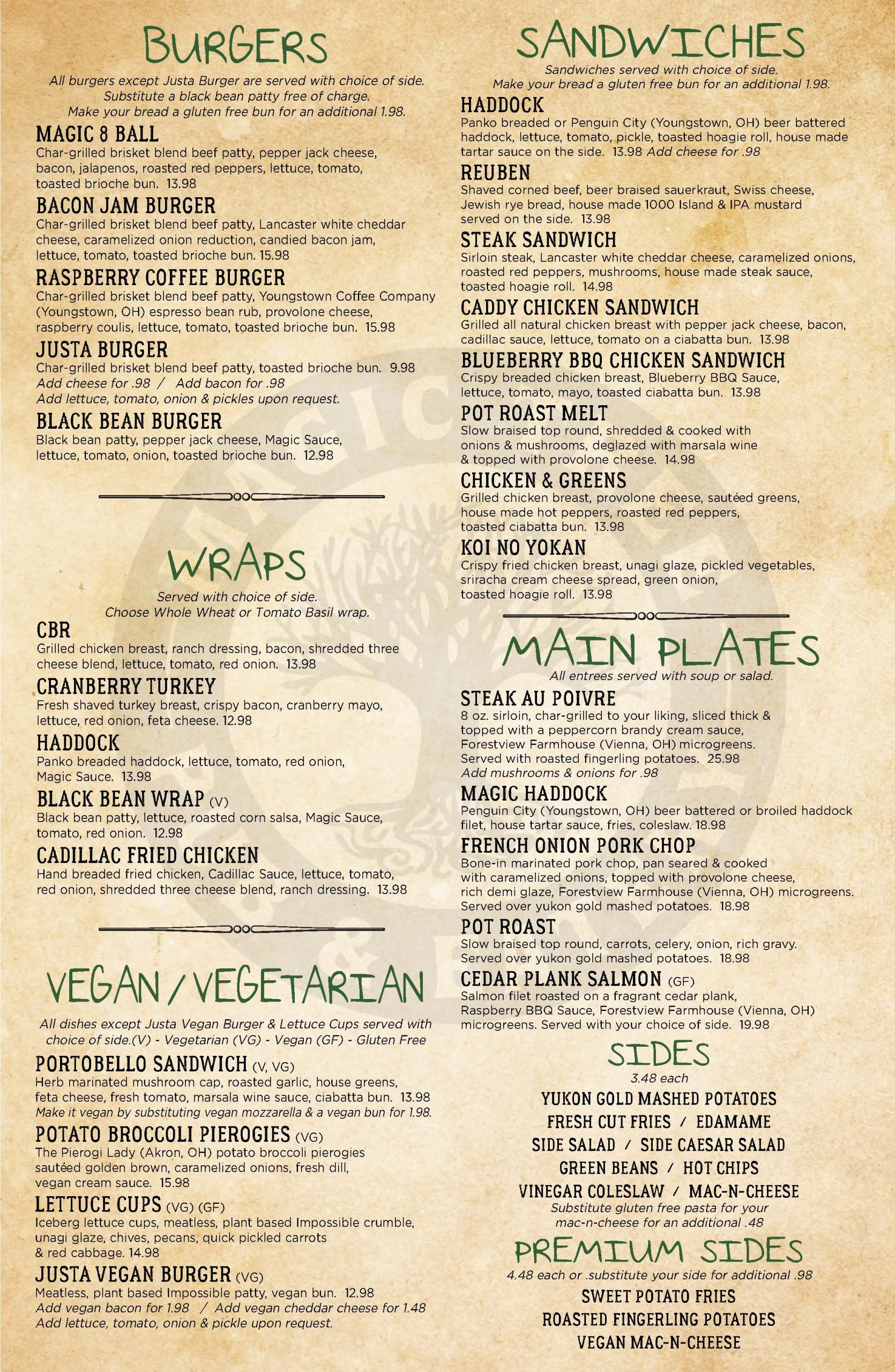 Menu - Magic Tree Pub & Eatery